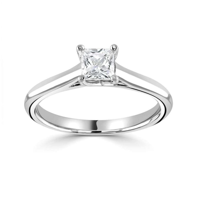 Platinum Princess Cut Diamond Solitaire Engagement Ring - Glyn Griffiths