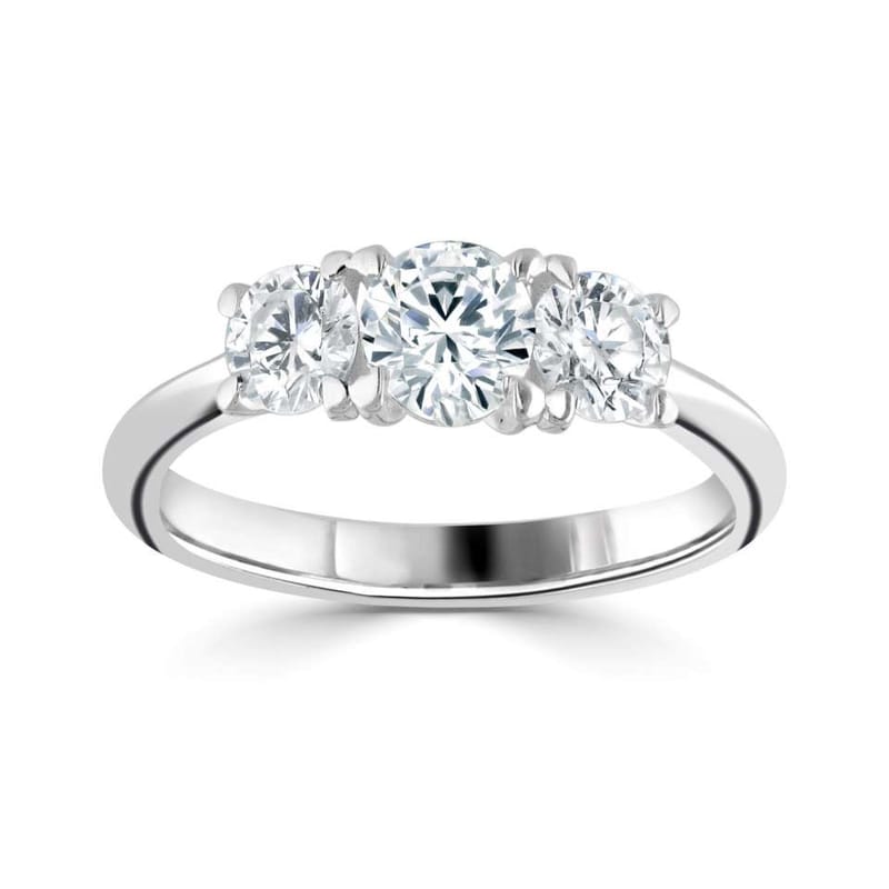 Platinum Round Brilliant Diamond Three Stone Trilogy Ring - Glyn Griffiths