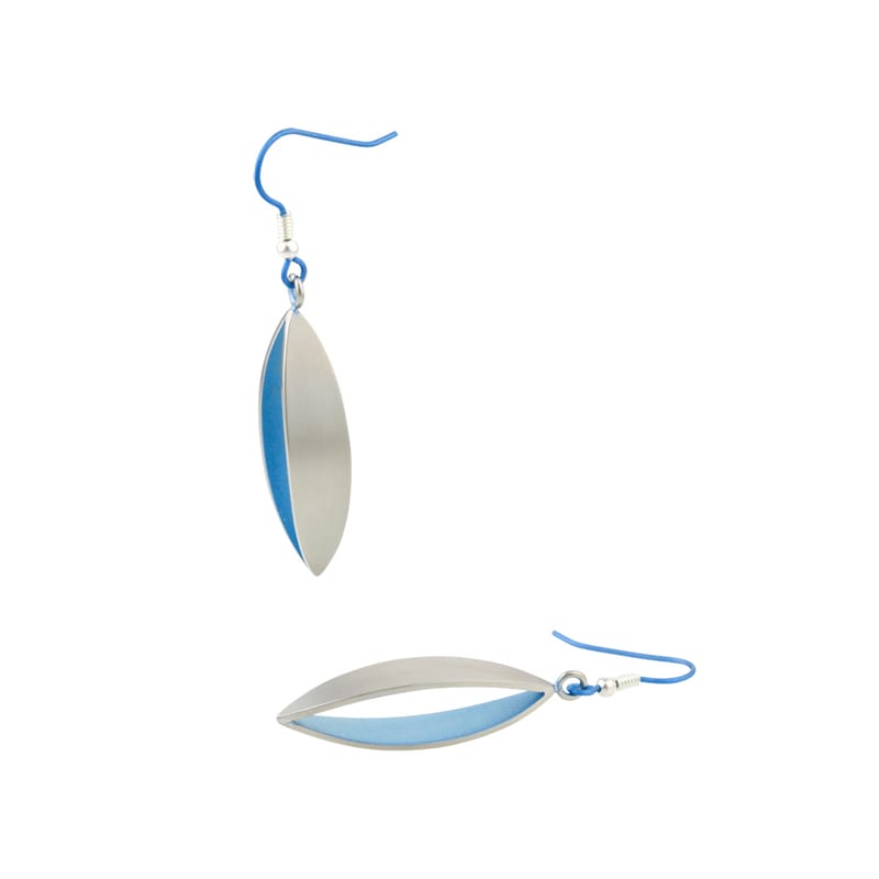 Titanium Coloured Petal Drop Earrings - Glyn Griffiths