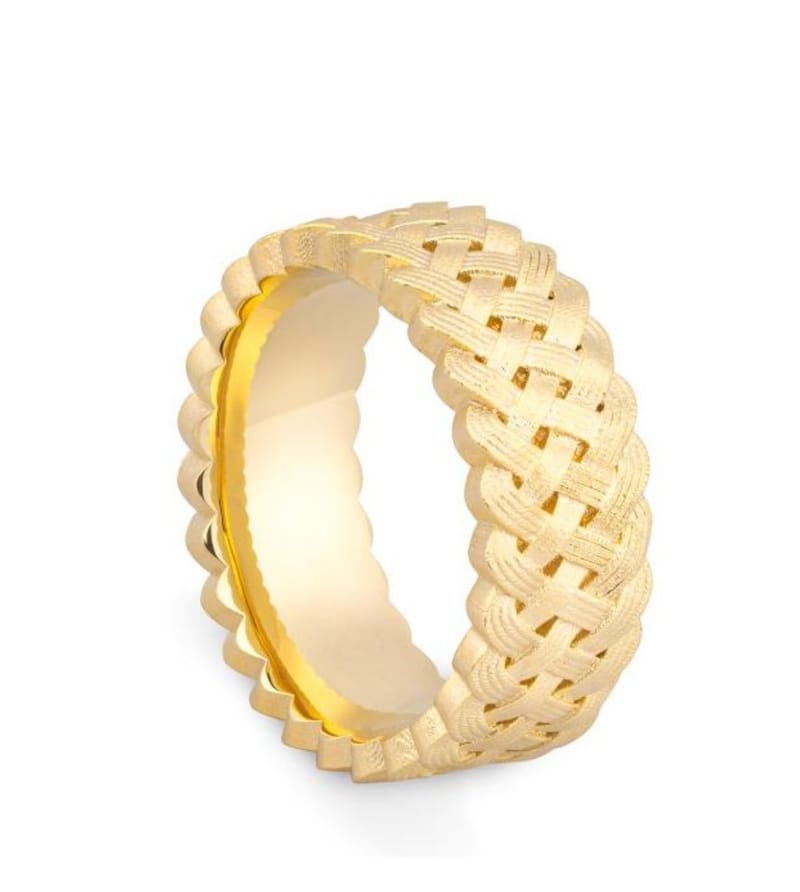 9ct Yellow Gold Weave Design Band - Glyn Griffiths