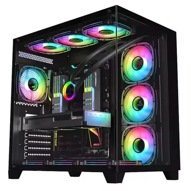 SATE K896 New Tempered Glass Computer Case Mid Tower 4 fans included ...