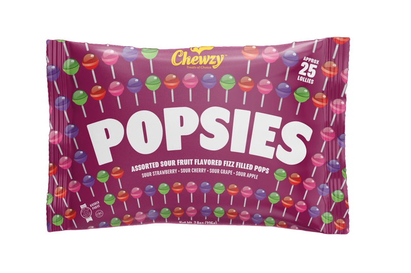 Assorted Sour Fruit Flavored Fizz Filled Pops - Chewzy Kosher Foods