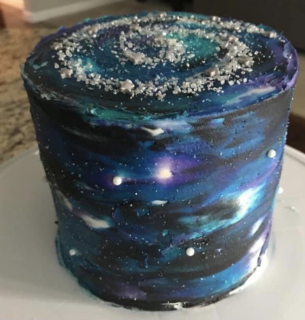 3 Layer Chocolate Galaxy Space Cake - Cabbit Cakes