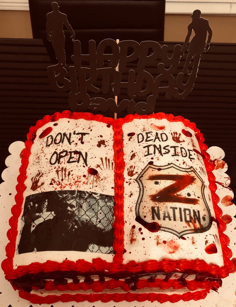 2 Layer Vanilla Z Nation Zombie Cake with Buttercream Frosting and ...