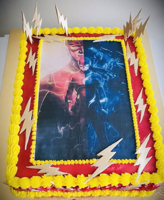 Vanilla The Flash Sheet Cake with Buttercream Frosting and Edible Image ...