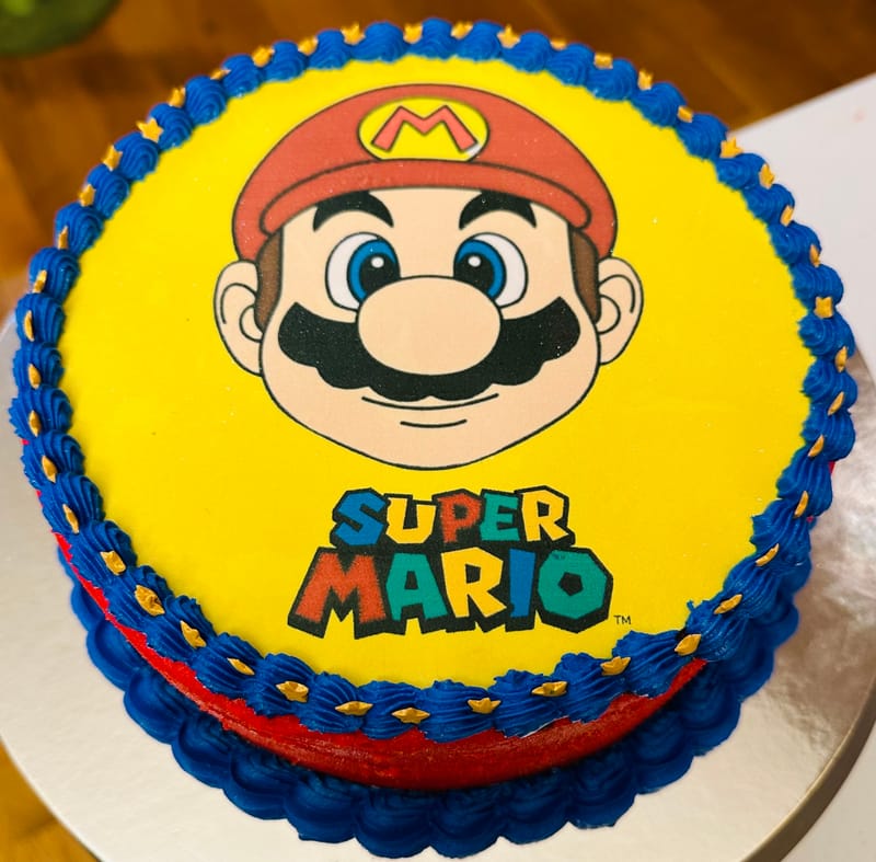 2 Layer Vanilla Egg-Free Super Mario Birthday Cake with Buttercream ...