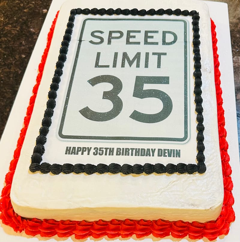 Vanilla 35th Birthday Sheet Cake with Buttercream Frosting and Edible ...