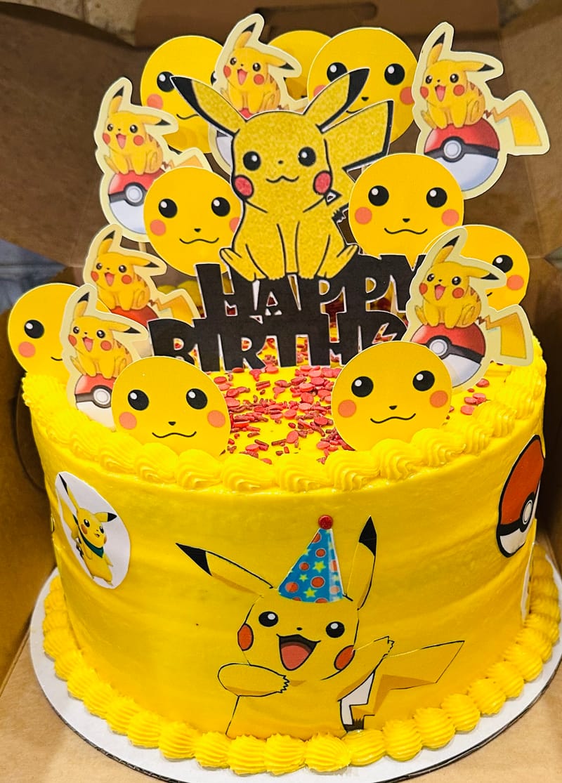 4 Layer Vanilla Pokémon Pikachu Cake with Buttercream Frosting and ...