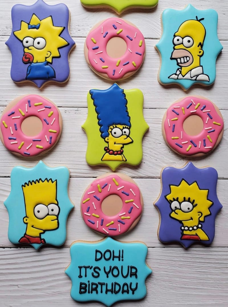 The Simpsons Royal Icing Sugar Cookies with images - Cabbit Cakes
