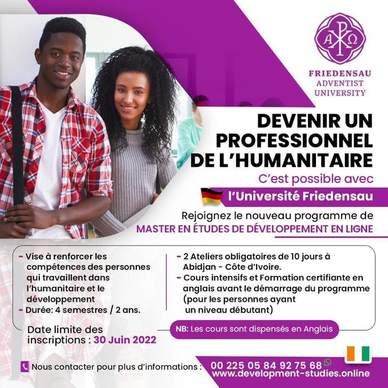 Programme de Master en de l'université de Friedensau (Allemagne) - pages humanitaires