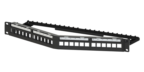 Unloaded angled Patch Panel 1U 24 port - Lenora Innovation