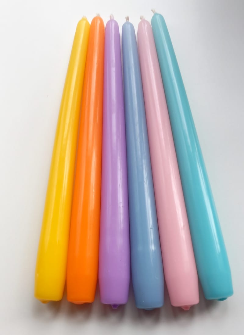 Mediterranean pastel taper candles