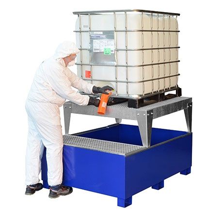 IBC bund made of steel, GS1a AB1 with filling stand, painted
