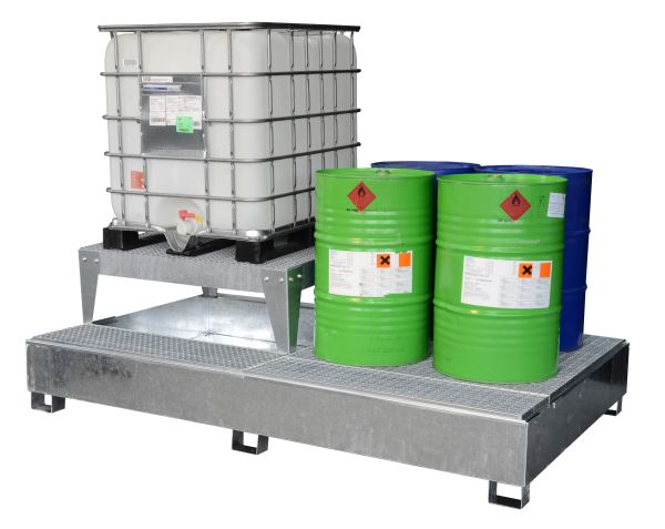 IBC bund made of steel, GS2a AB1 with 1 filling stand and filling area ...