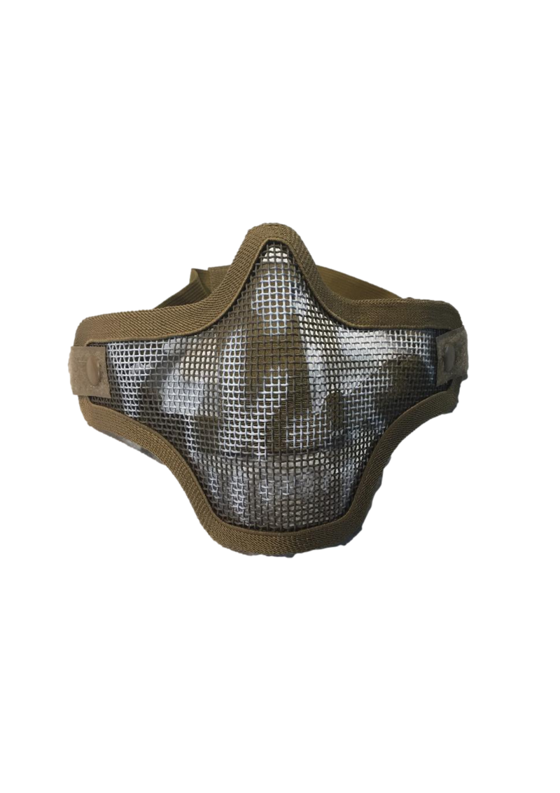 Big Foot V1 2 Strap Steel Mesh Lower Skull Face Mask In Tan