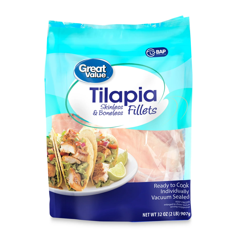Great Value Frozen Tilapia Skinless & Boneless Fillets - Starboa...