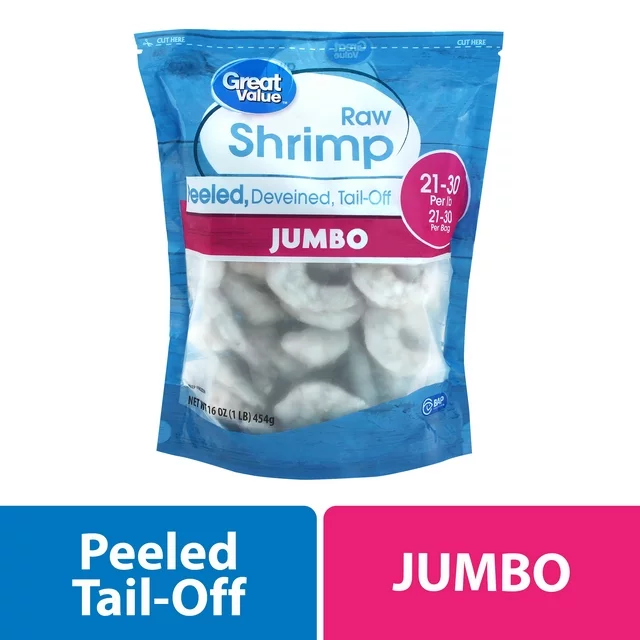 Great Value Frozen Raw Jumbo Tail-off Shrimp - Starboard Supply ...