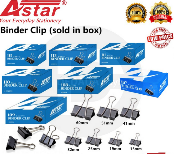 ASTAR BINDER CLIP 15MM~60MM - GREAT WALL STATIONERY SDN BHD