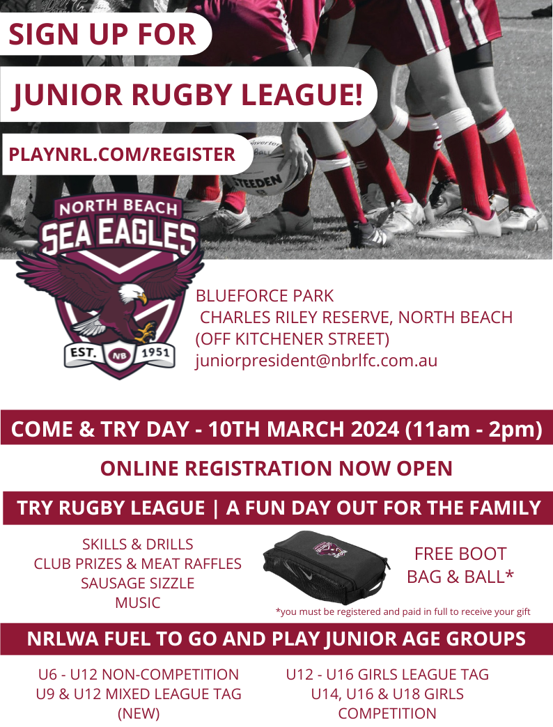 Junior Registration / Come and Try Day - North Beach Rugby League Club