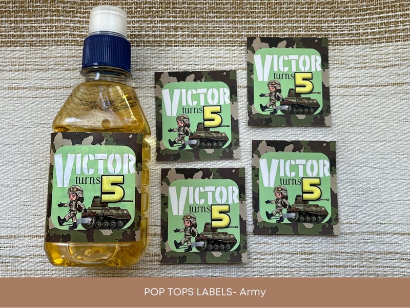 pop tops label, army pop tops label, customised pop tops label