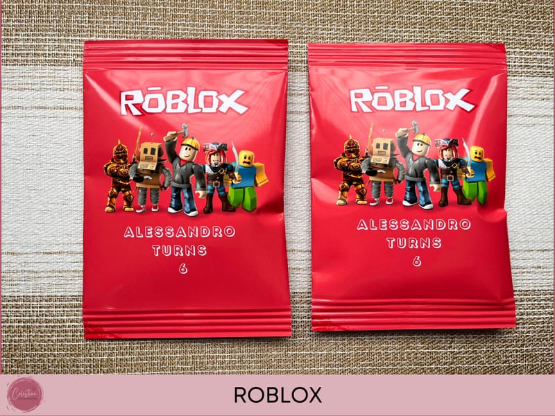 roblox chip bags, personalised chip bags, chip bags party favours