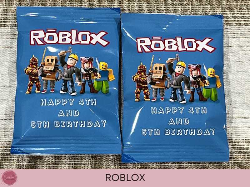 roblox chip bags, personalised chip bags, chip bags party favours