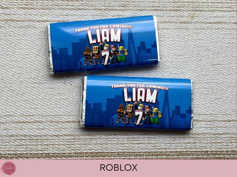personalised chocolate bars, roblox chocolate bars, party favours