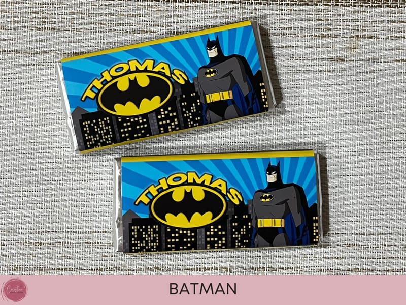 personalised chocolate bars, customised chocolate bars, batman theme