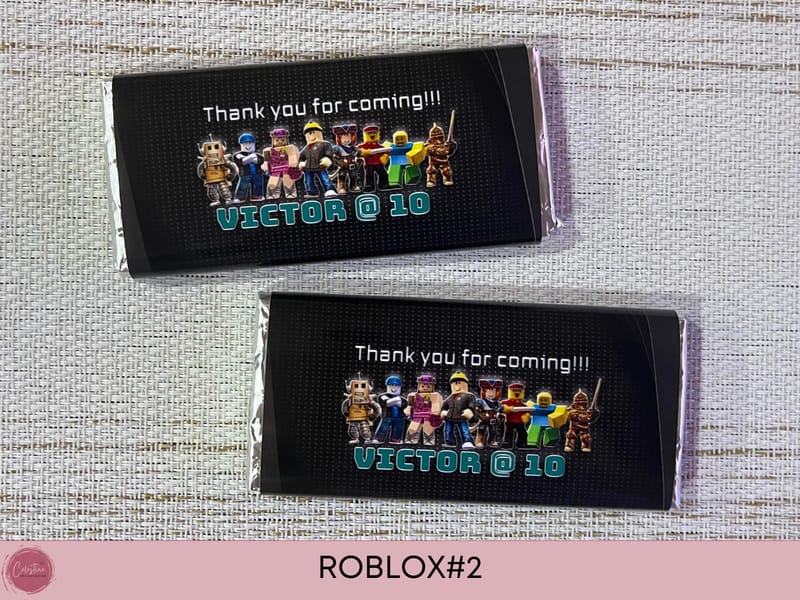 personalised chocolate bars, roblox chocolate bars, party favours