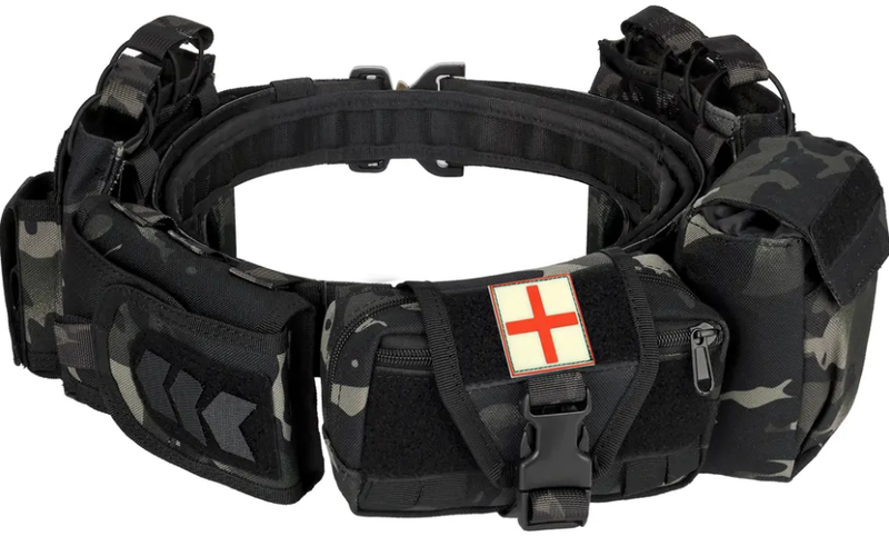 Complete Battle belt with pouches in flat black and multicam black ...