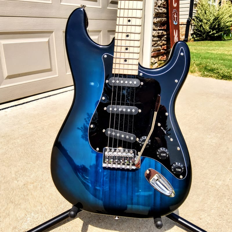 Aquaburst F Word Strat Style Electric Guitar +Black Pickguard! +Amp ...