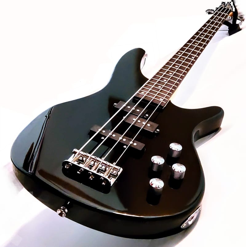 Jazz Bass + P-Bass Style Pickups! Jet Black "Eye Buzz" Style Bass ...