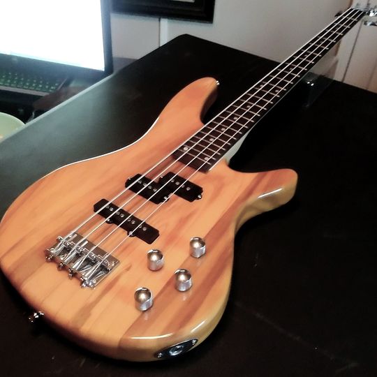 Jazz Bass + P-Bass Style Pickups! Natural Finish "Eye Buzz" Style Bass ...