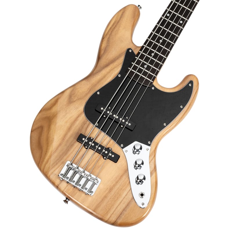 5 STRING JAZZ STYLE ELECTRIC BASS GUITAR WITH A NATURAL BUTTERSCOTCH ...