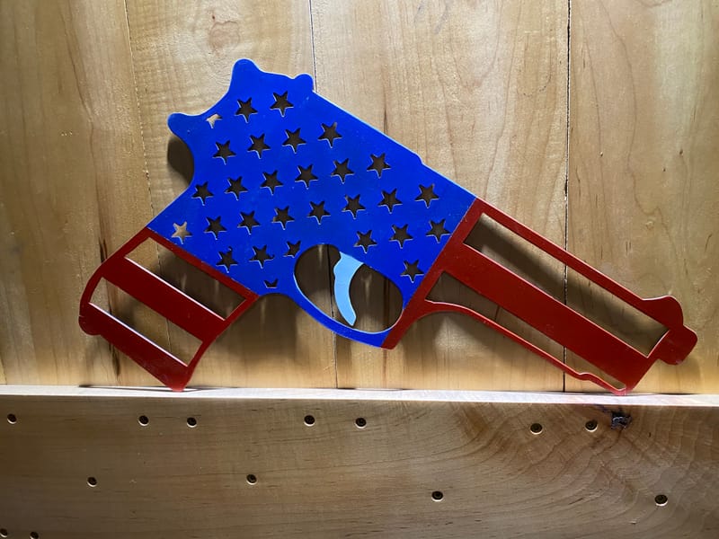 45 Metal handgun flag " painted wall art - Wolf Run Timber...