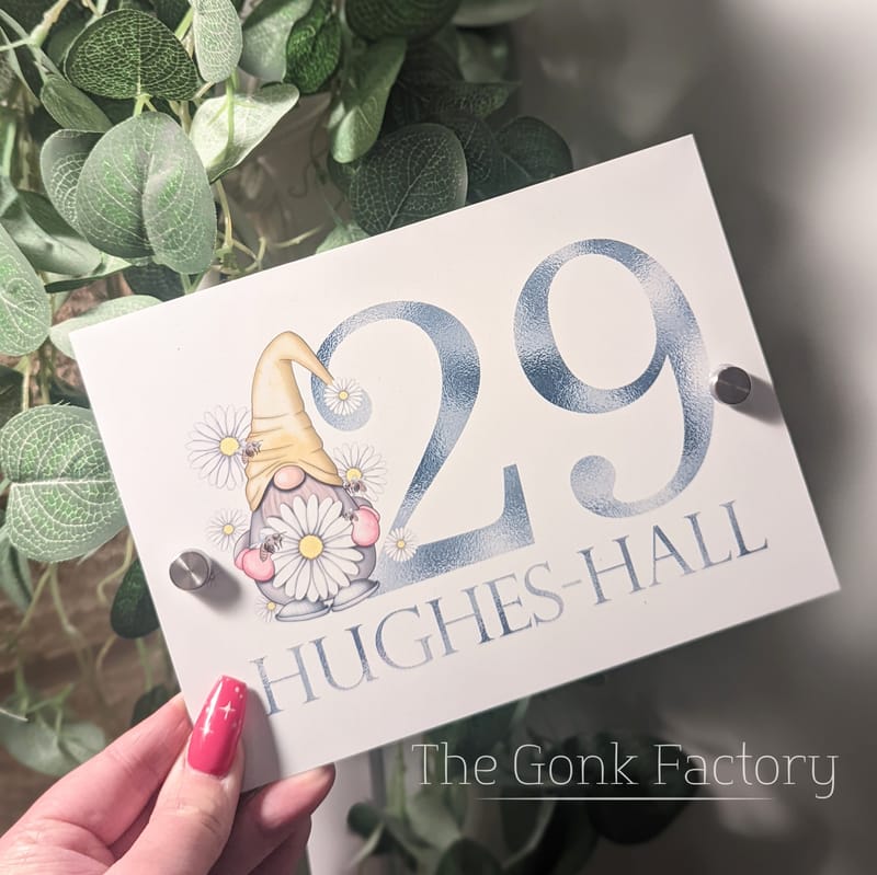 'Cherry Blossom Gonk' Design House Number Plaque