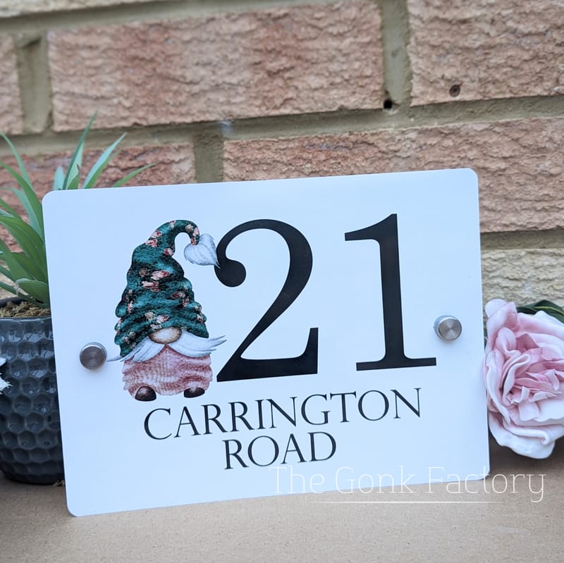 'Cherry Blossom Gonk' Design House Number Plaque