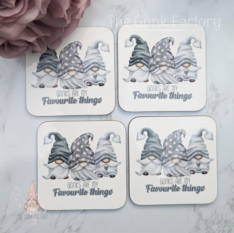 'Favourite Things Grey Gonks' Coaster Set