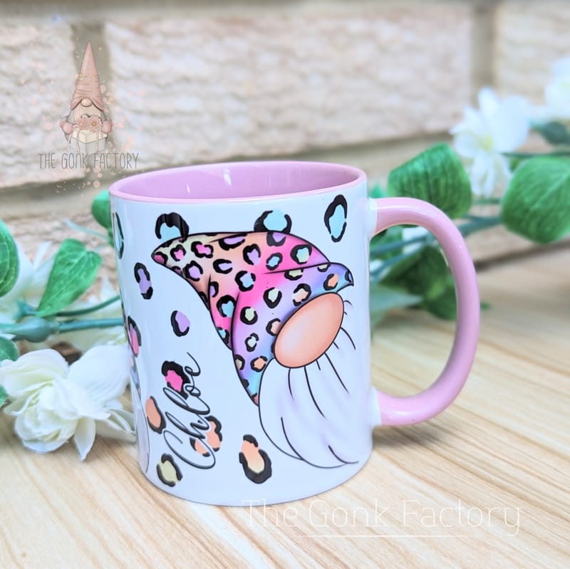 'Leopard Trio Gonks' Mug With Grey Handle & Inner