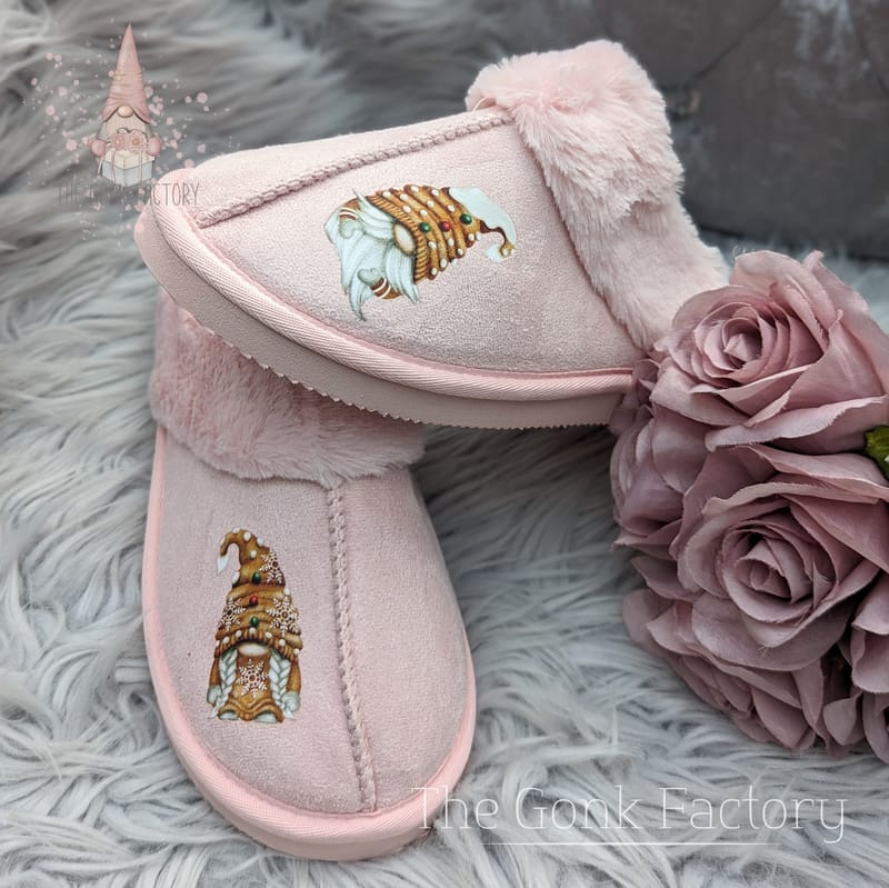 Pink 'Gingerbread Gonks' Slippers