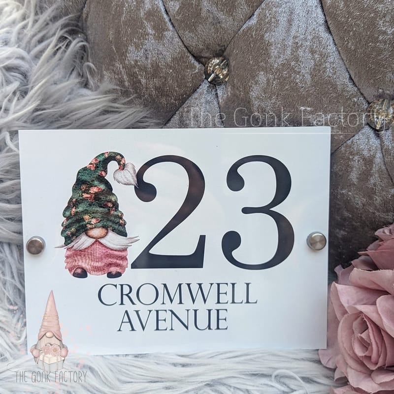 'Cherry Blossom Gonk' Design House Number Plaque