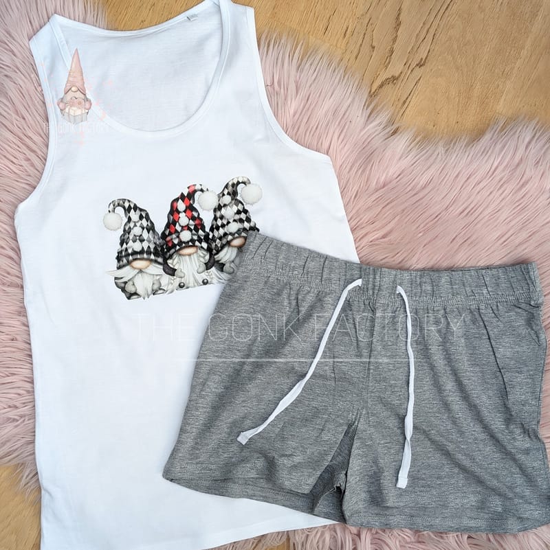 Ladies Short 'Harlequin Inspired Gonks' Pyjamas