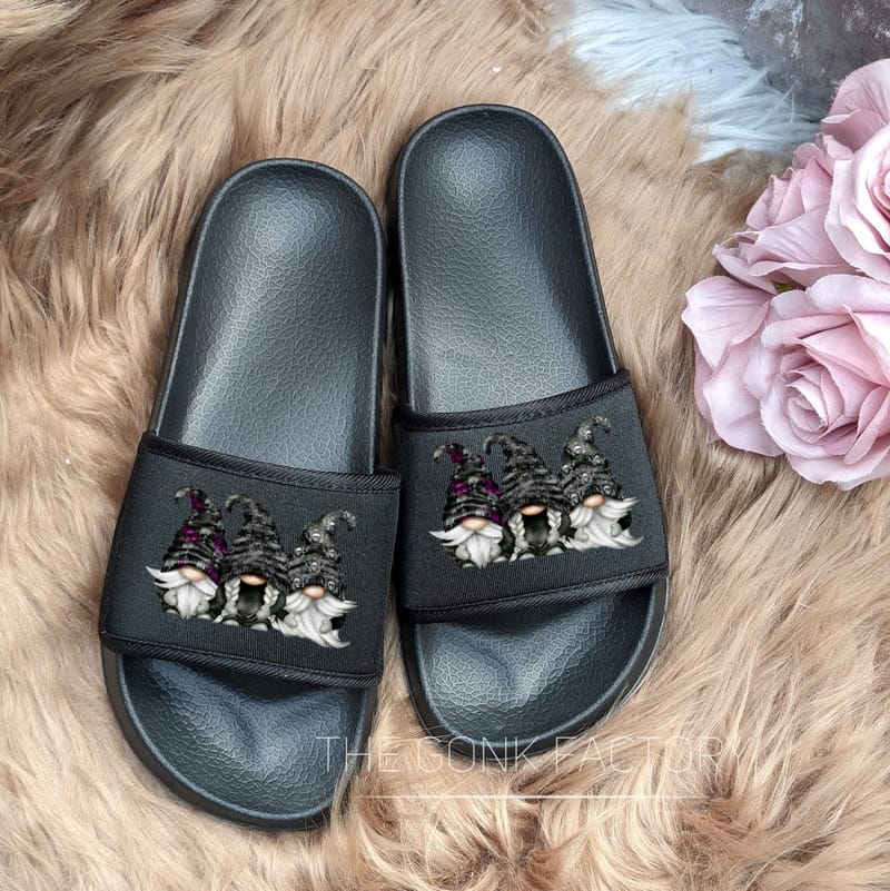Black Slip On 'Gothic Gonks' Sliders