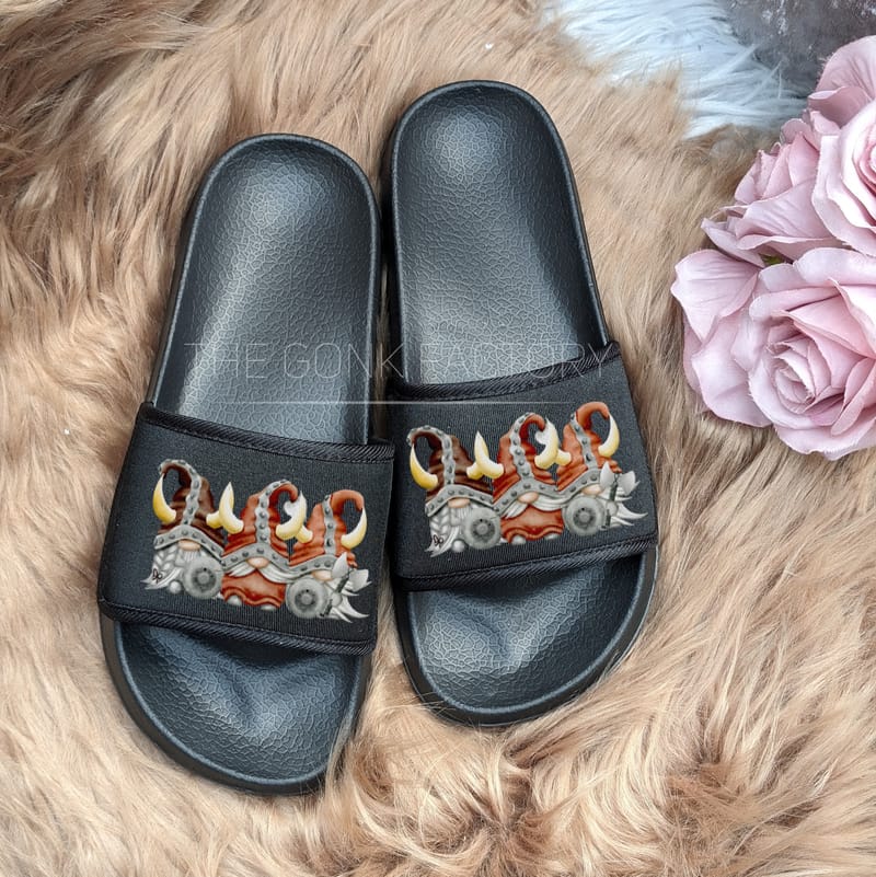 Black Slip On 'Viking Gonks' Sliders