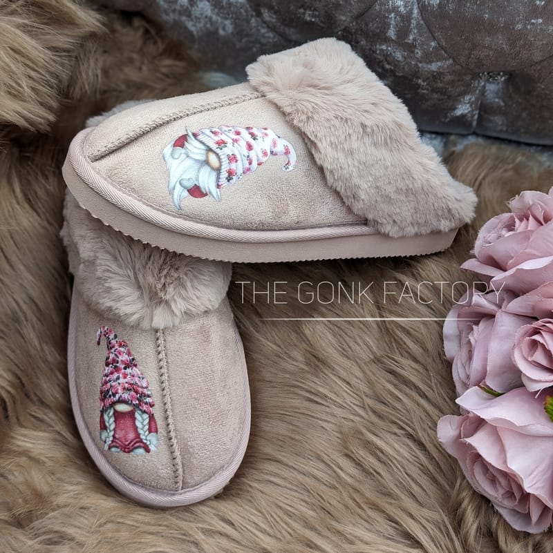 Mauve 'Small Rose Gonks' Slippers