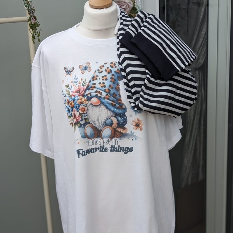 'Blue Leopard Gonk' With Navy & White Striped Bottoms Pyjamas