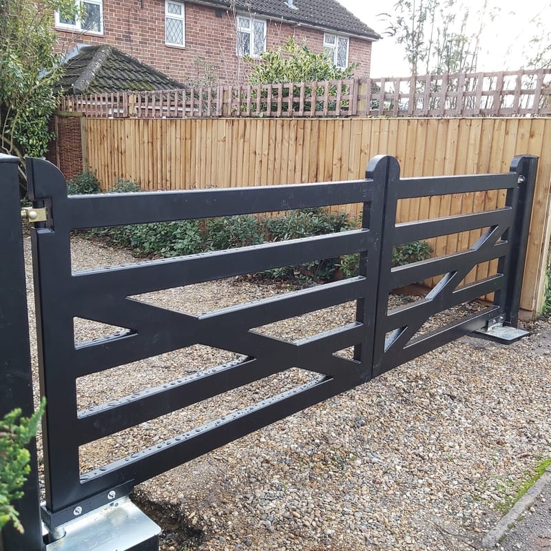Five Bar Entrance Gate and Pedestrian Gate - Alpha Ironwork Ltd