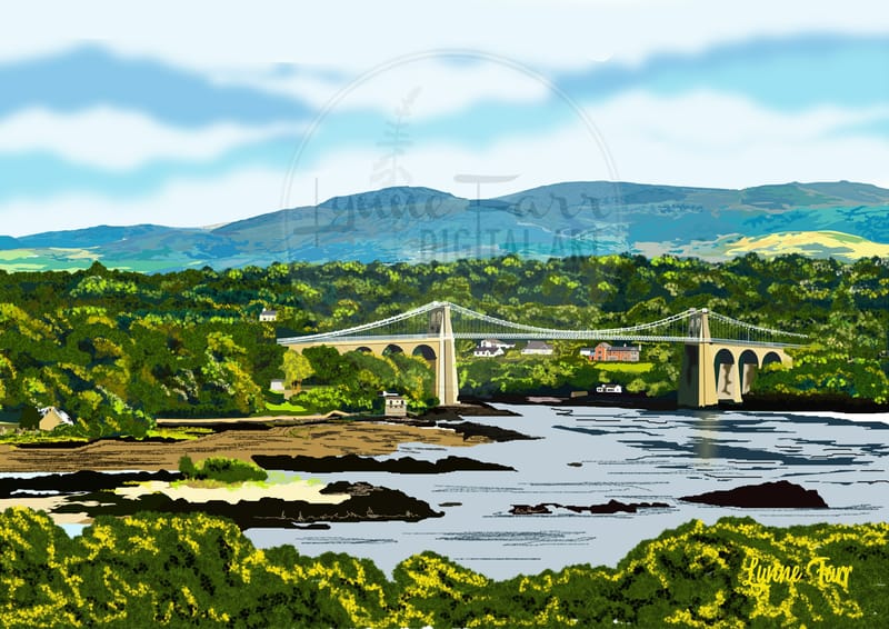 Menai Bridge and Strait - LYNNE FARR DIGITAL ART