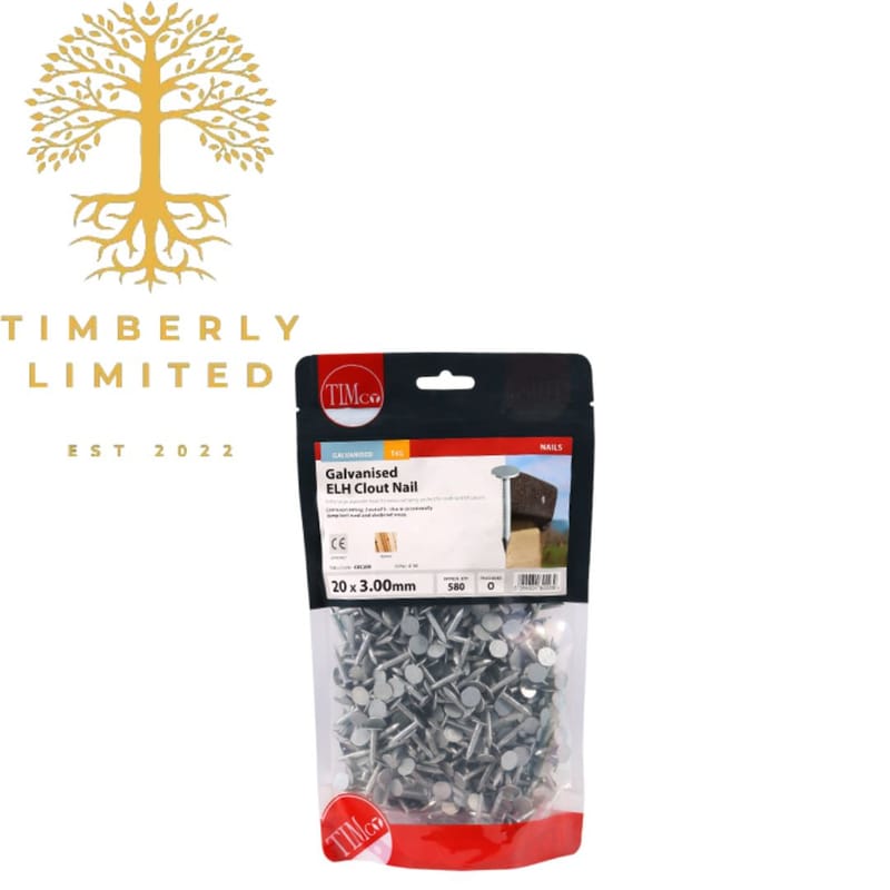 30mm x 3.00mm Extra Large Head Clout Nails - Galvanised 1kg - Timberly ...