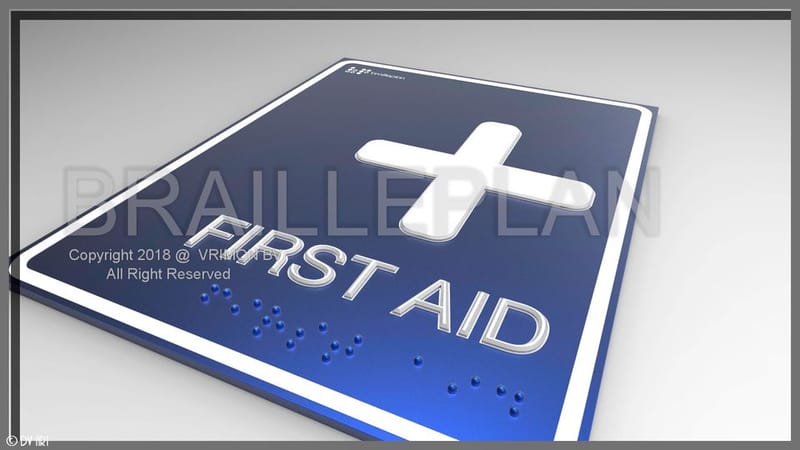 Pictogram bord first aid braille